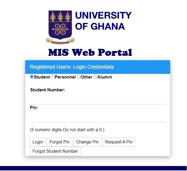 UG MIS Web Login Portal - Ienabler.ug.edu.gh